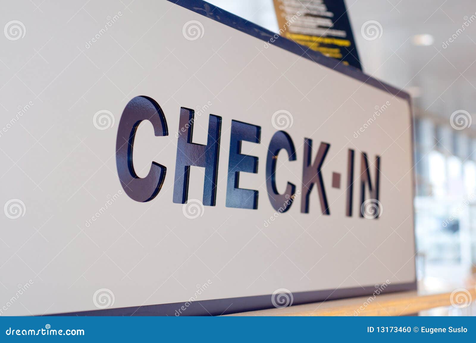 Check-in Sign at the Departures in the Airport, Cl Stock Photo - Image ...