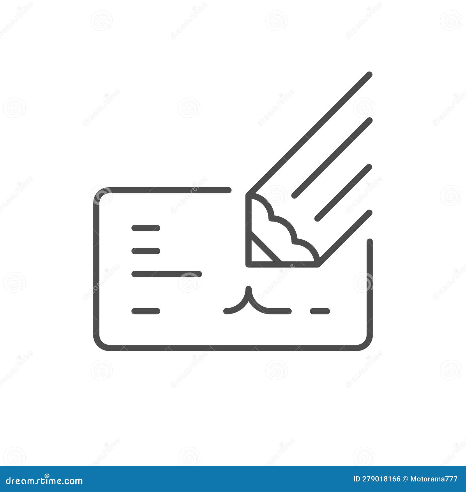 Check Signing Line Outline Icon Stock Vector - Illustration of payment ...