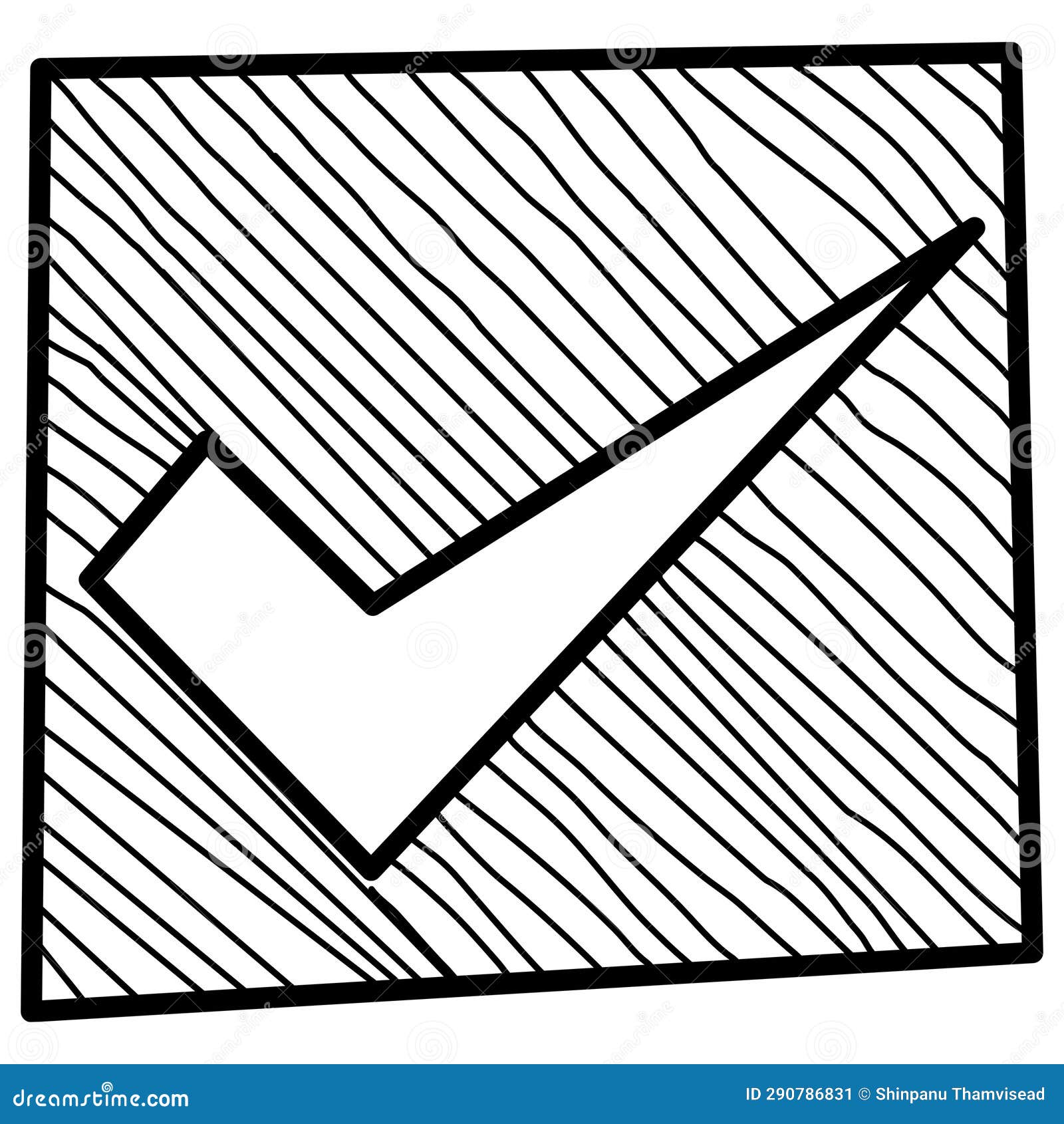 Check Symbol Concept and Hand Drawn Line. Flat Design Stock Vector ...