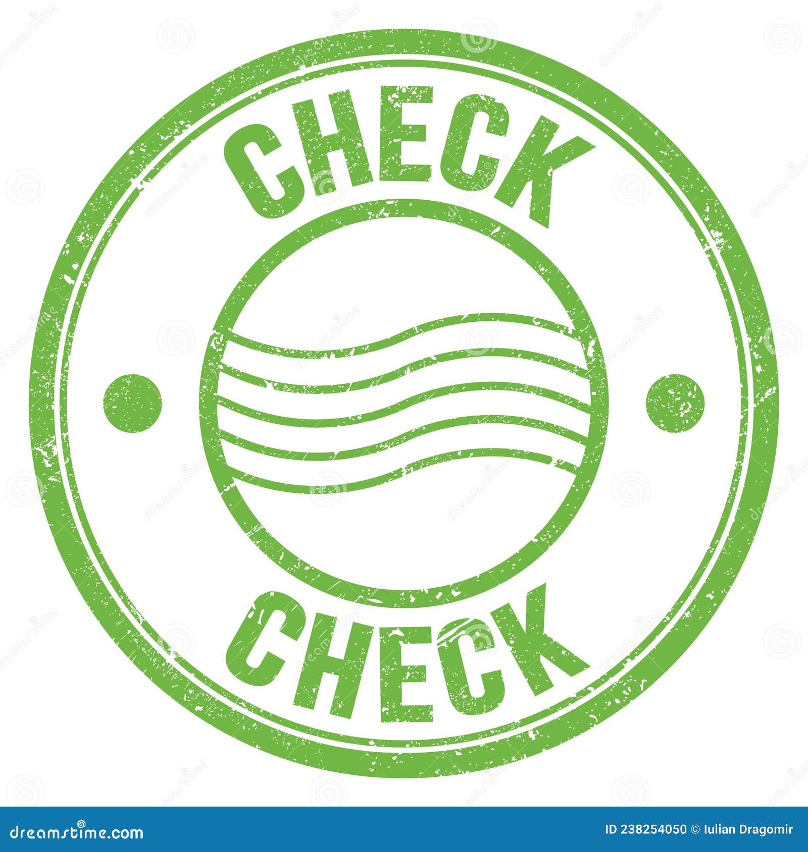 CHECK Text Written on Green Round Postal Stamp Sign Stock Illustration ...