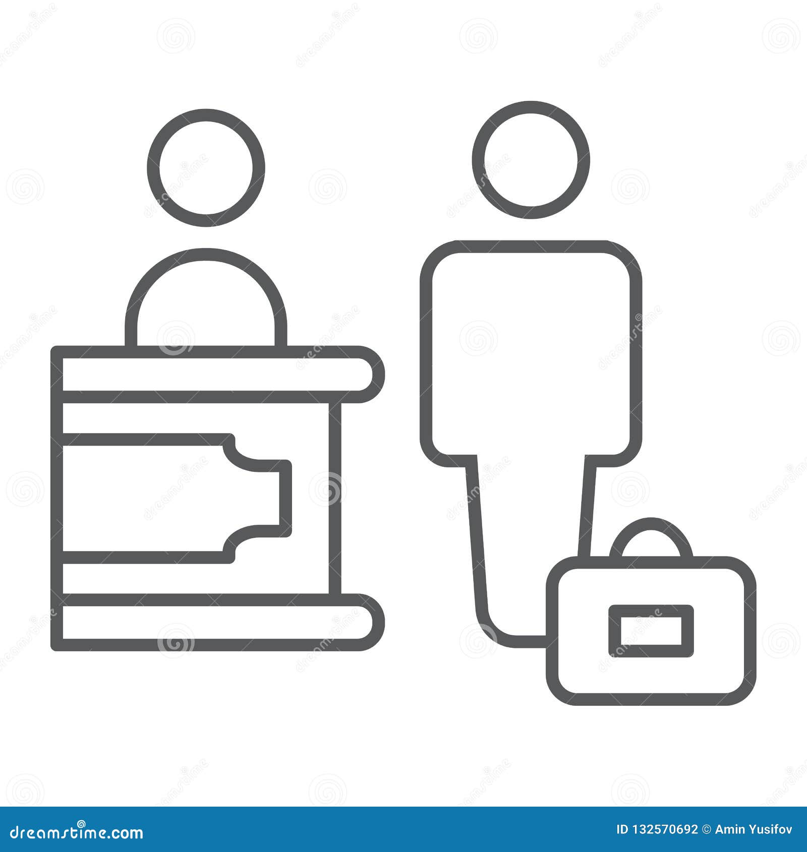 Check-in Thin Line Icon, Hotel and Service, Reception Sign, Vector ...