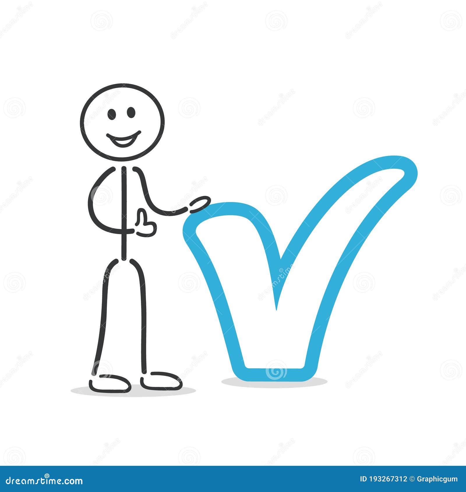 Check Thumps Up Stick Man Cartoon Figure Stock Vector - Illustration of ...