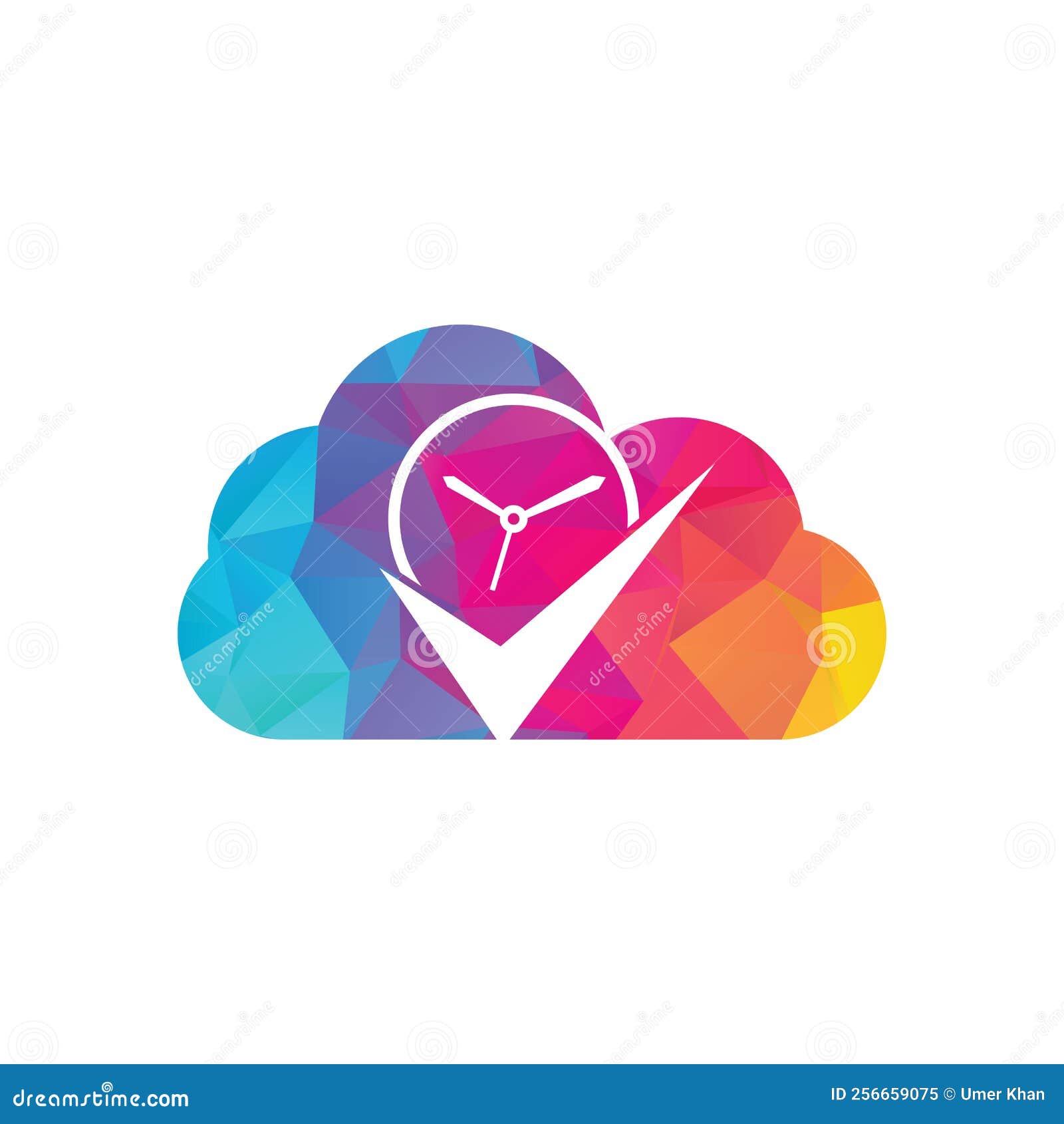 Check Time Cloud Shape Concept Logo Design Template. Stock Vector ...
