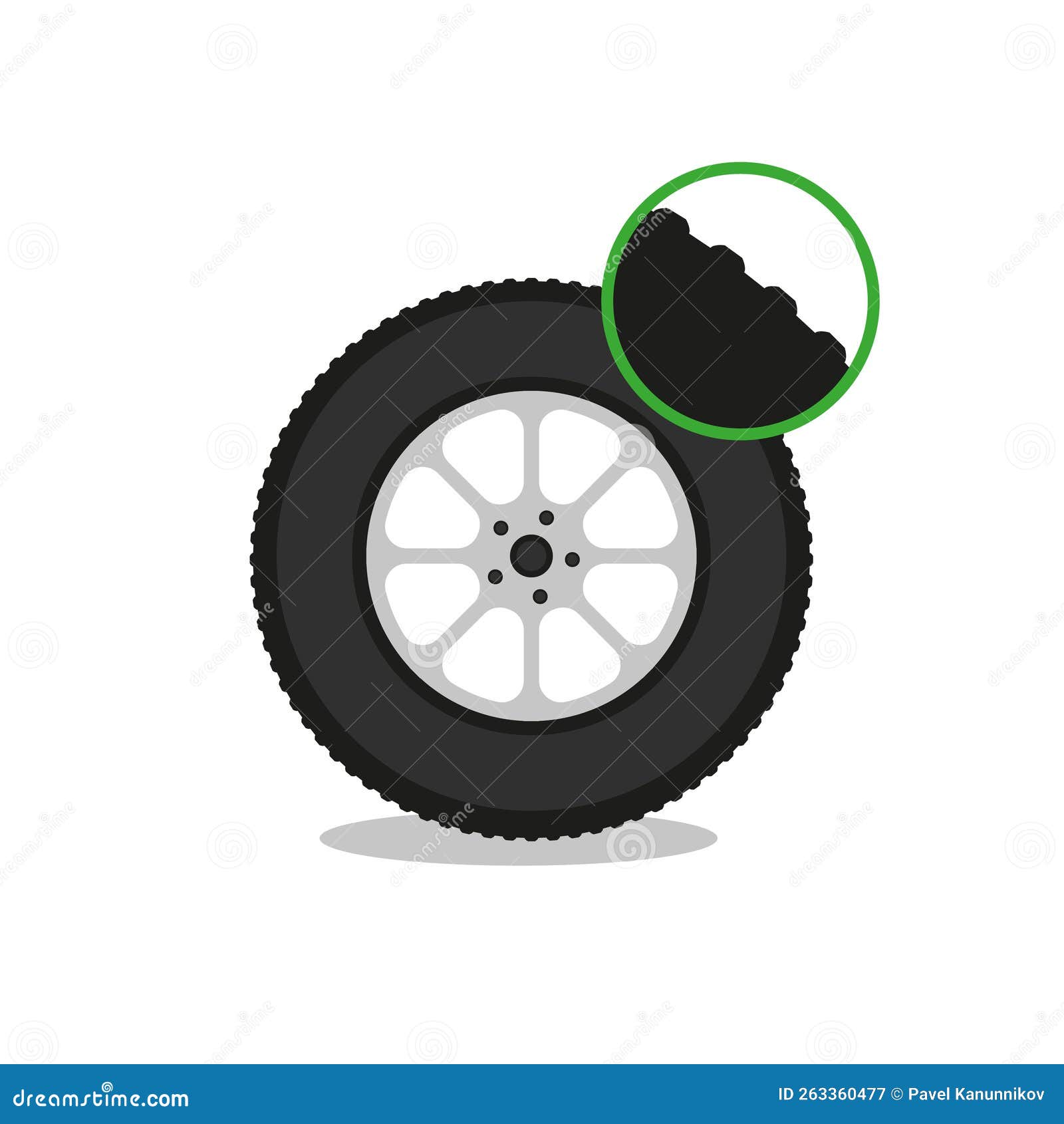 Check Tire Thread Depth Flat Illustration. Auto Tire Change Service ...