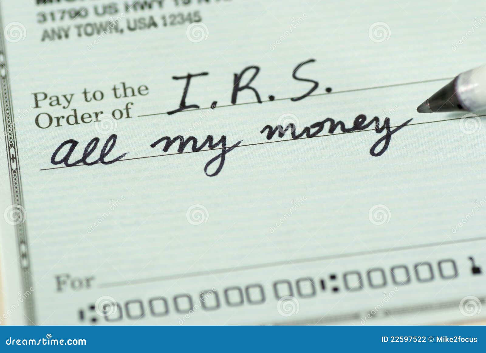 Check To Internal Revenue Service Stock Photo - Image of recommendation ...