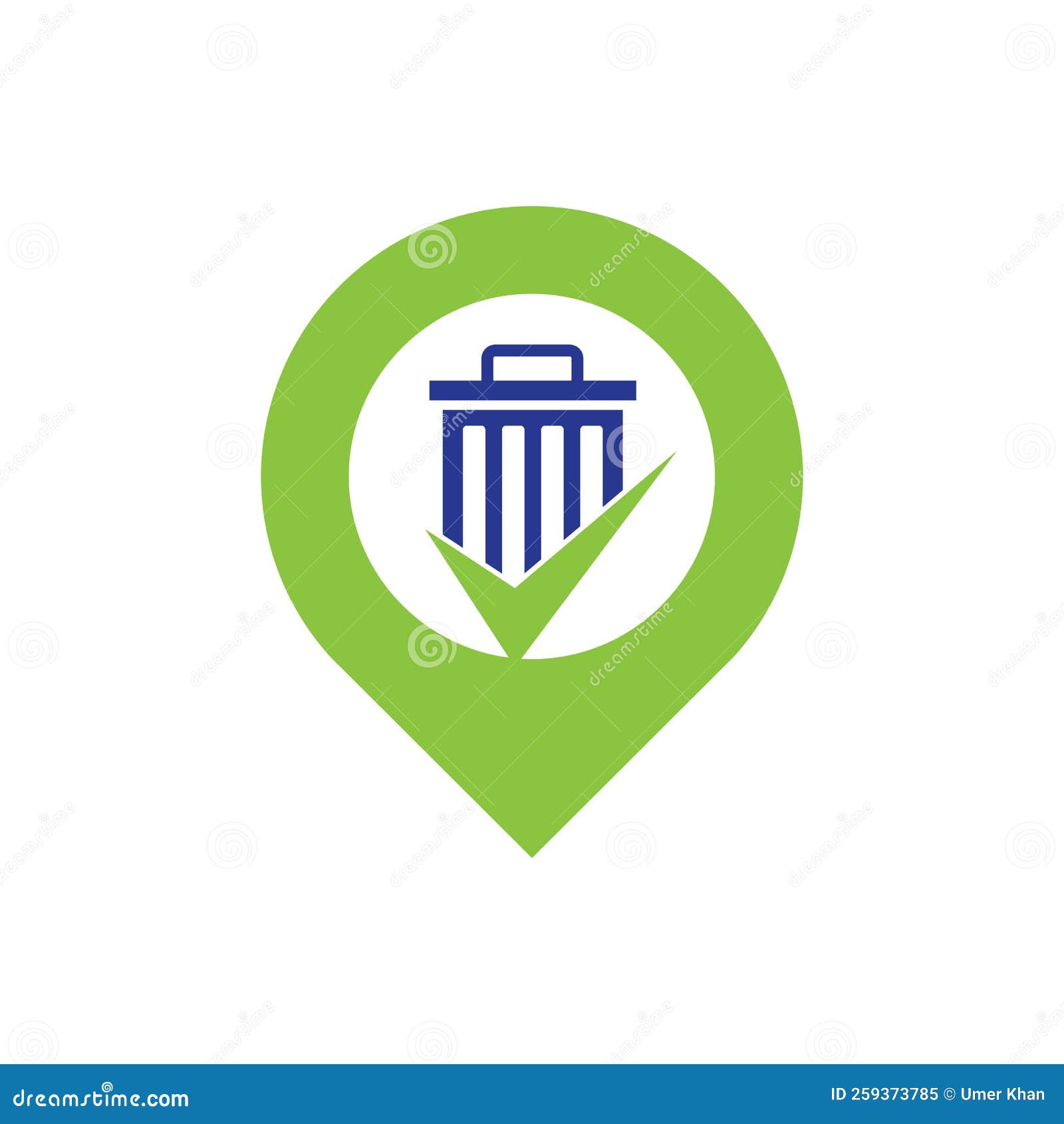 Check Trash Map Pin Shape Concept Vector Logo Template. Stock Vector ...