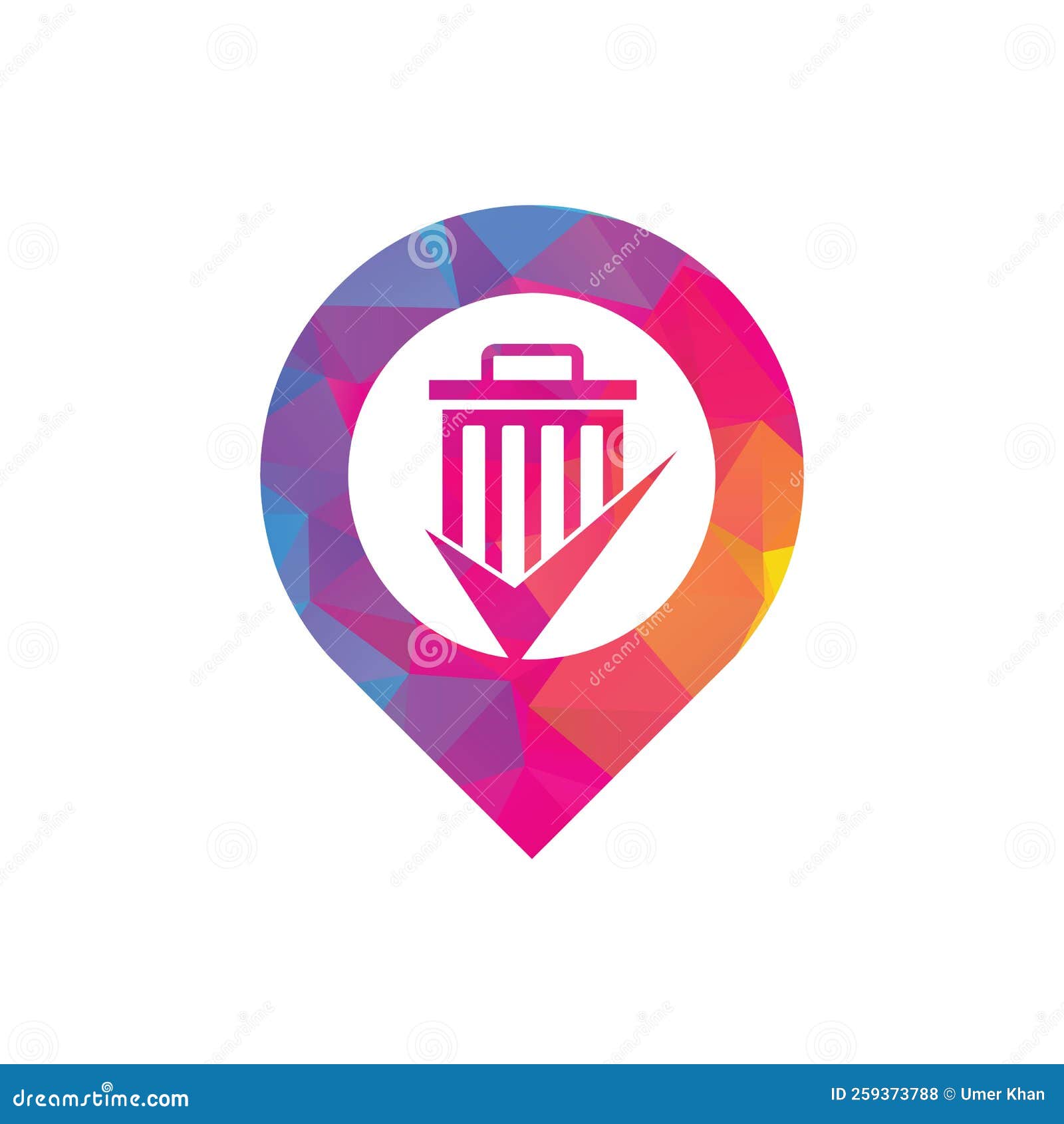 Check Trash Map Pin Shape Concept Vector Logo Template. Stock Vector ...