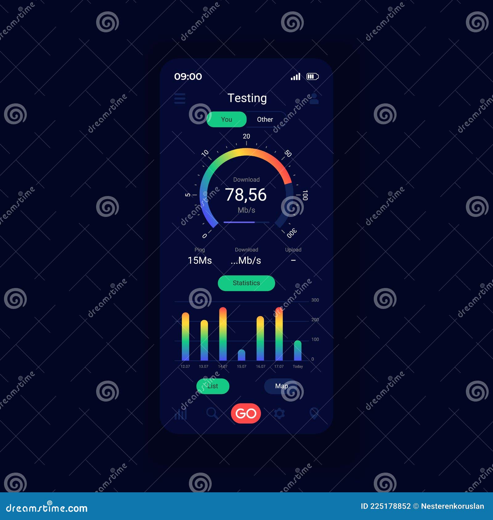 Check Up Network Speed Smartphone Interface Vector Template Stock ...