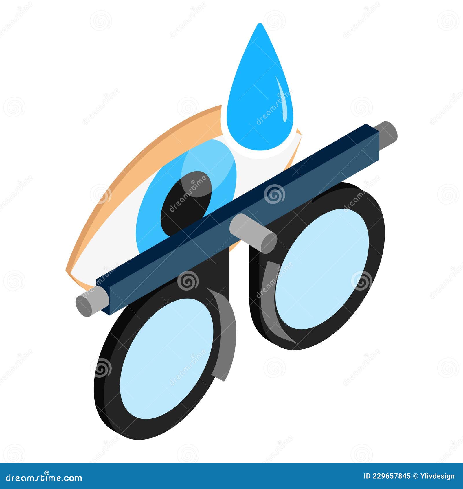 Check Vision Icon Isometric Vector. Trial Frame Open Human Eye and Blue ...
