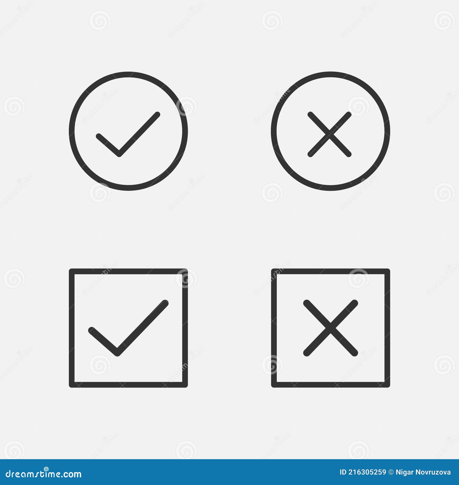 Check and Wrong Icons. Set of Check Marks Stock Vector - Illustration ...