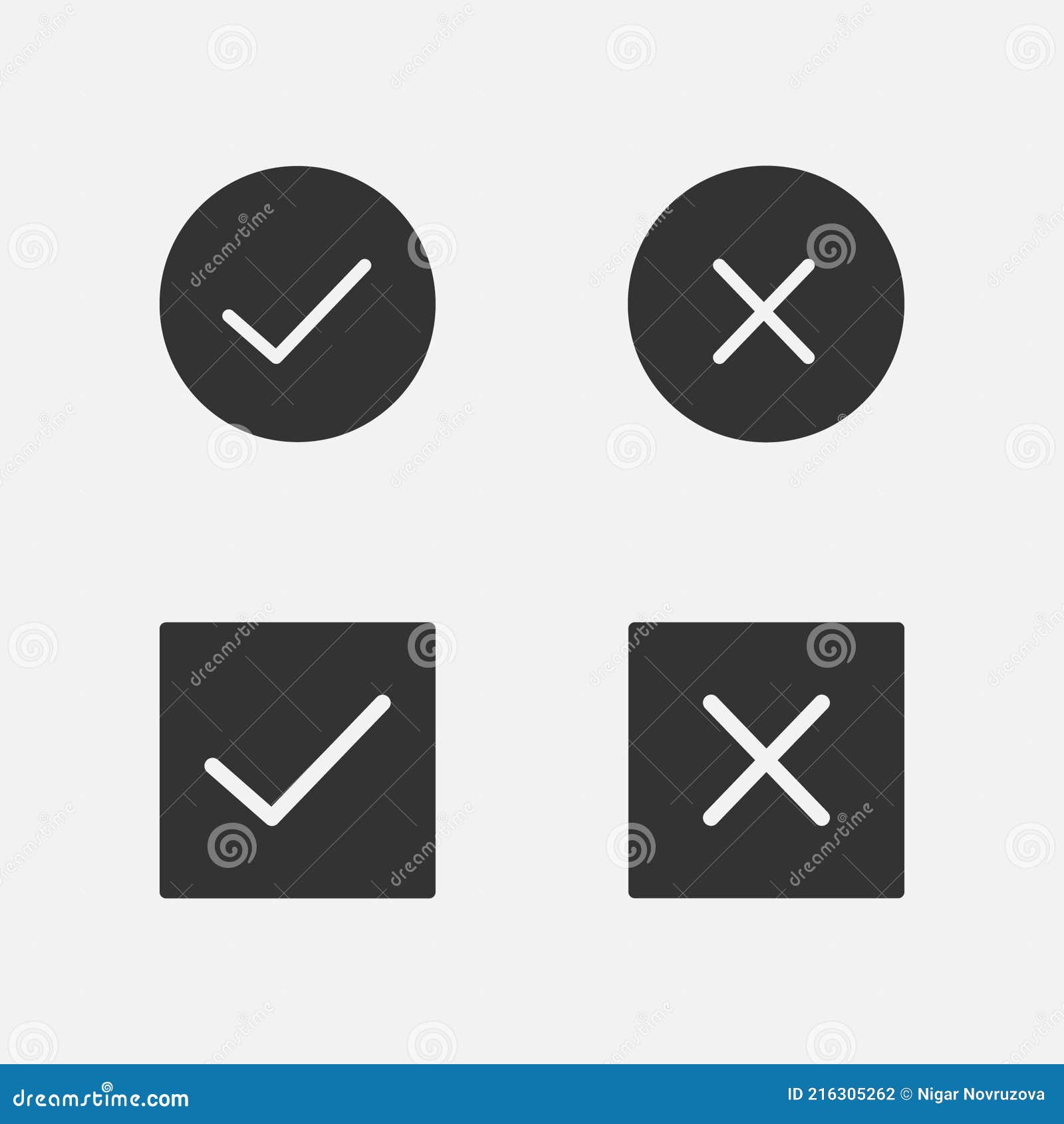 Check and Wrong Icons. Set of Check Marks Stock Vector - Illustration ...