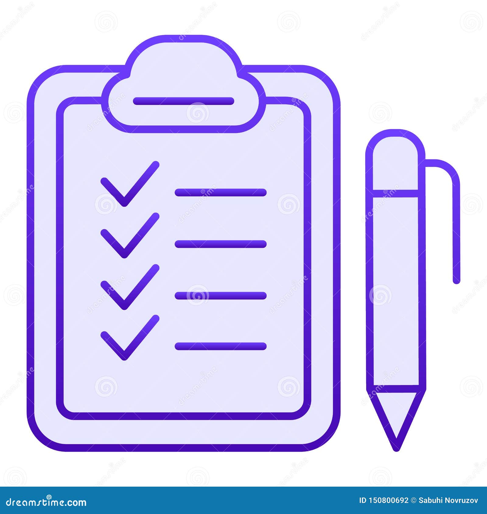 Checkboard and Pen Flat Icon. Checklist with Pen Blue Icons in Trendy ...