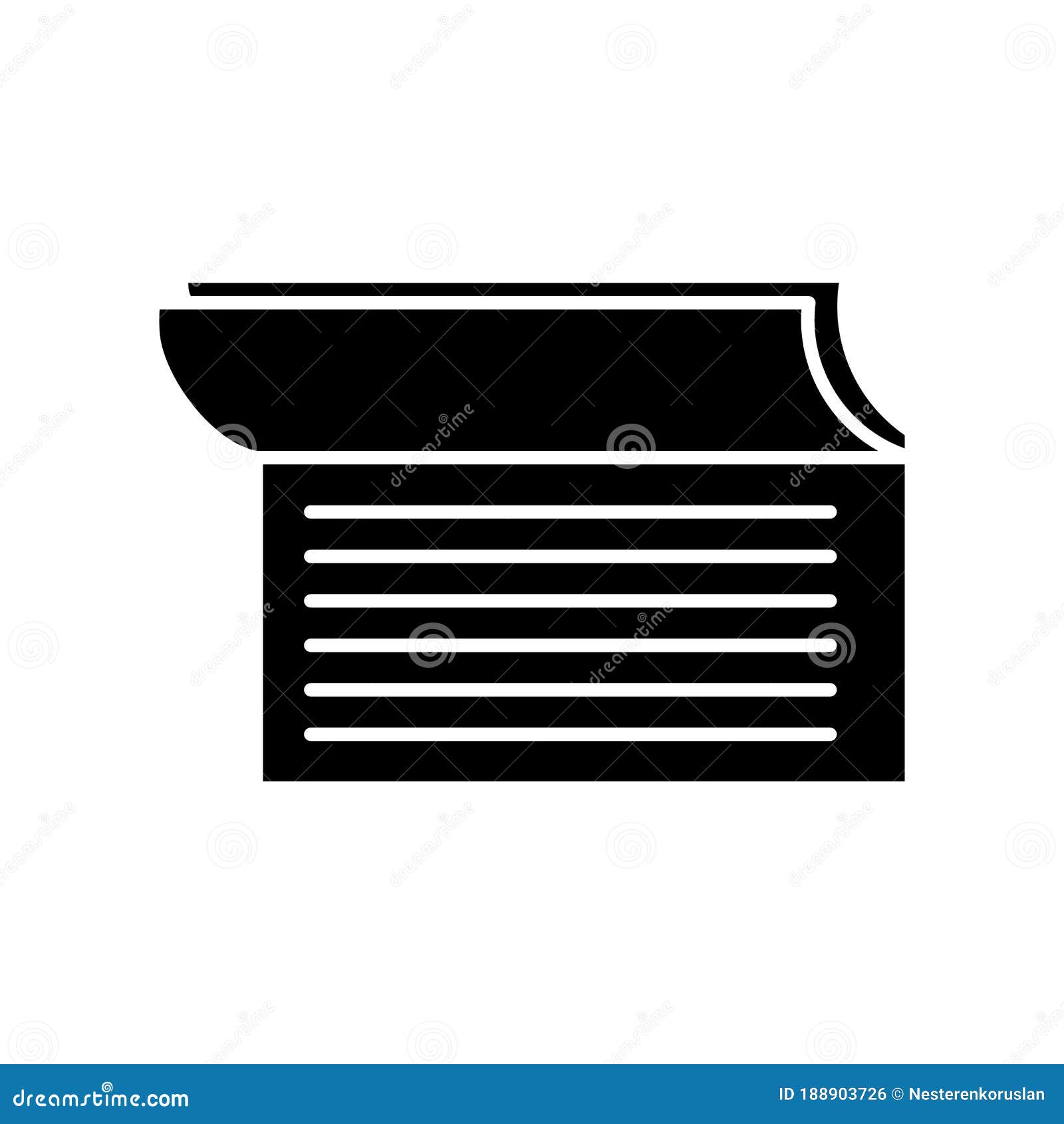 Checkbook black glyph icon stock vector. Illustration of logo - 188903726