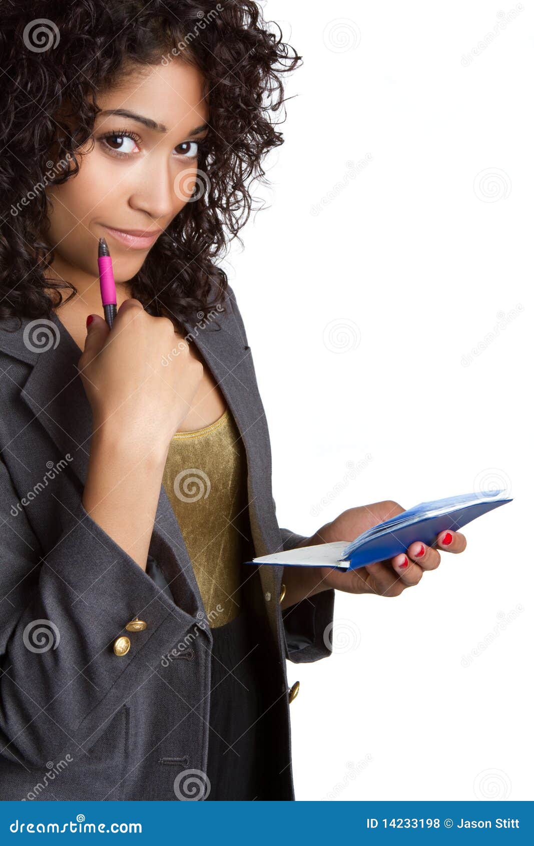 Checkbook Businesswoman stock photo. Image of check, pretty - 14233198
