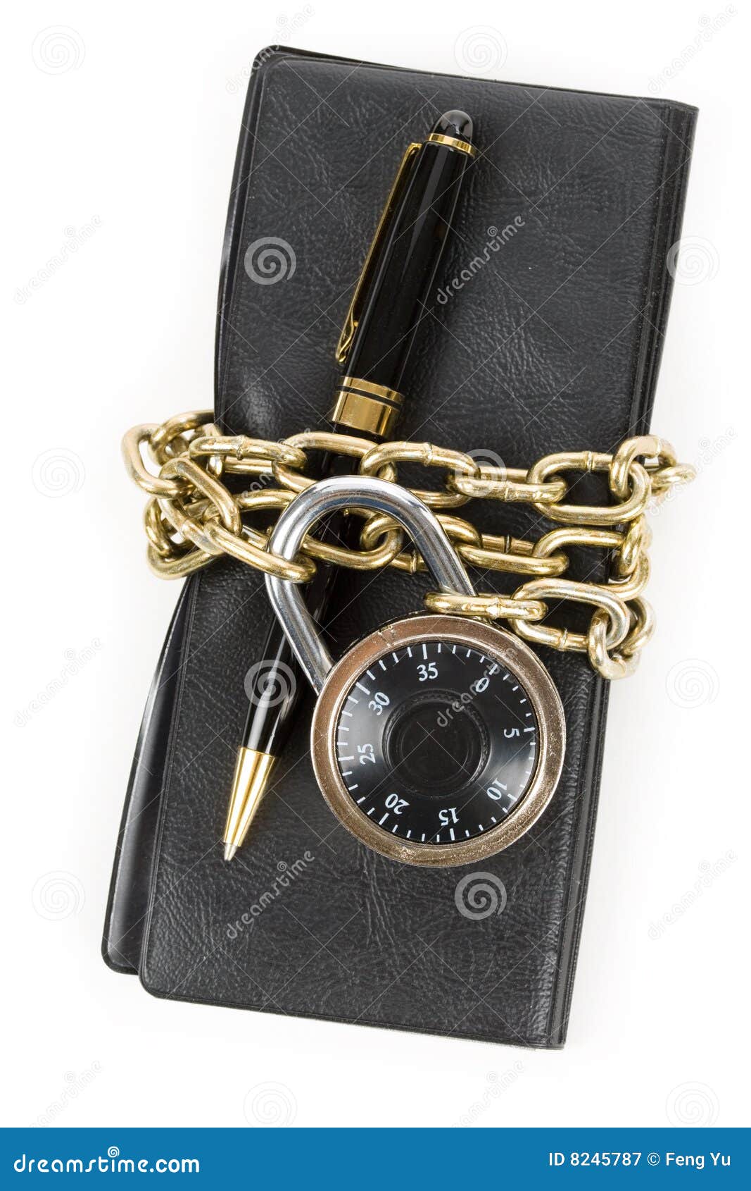 Checkbook and Chain stock image. Image of isolated, security - 8245787