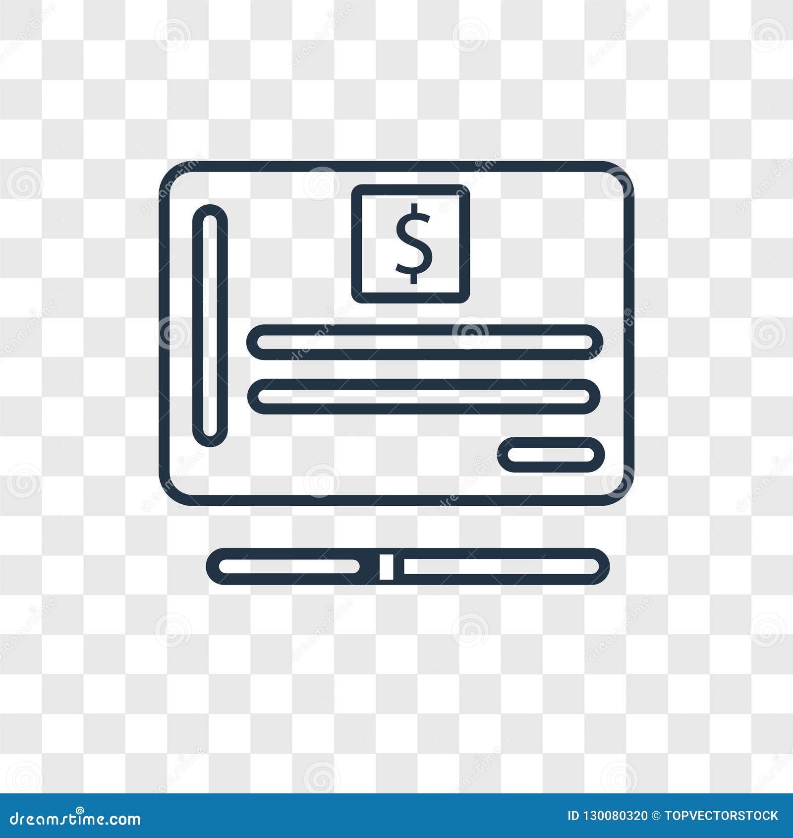 Checkbook Concept Vector Linear Icon Isolated on Transparent Background ...
