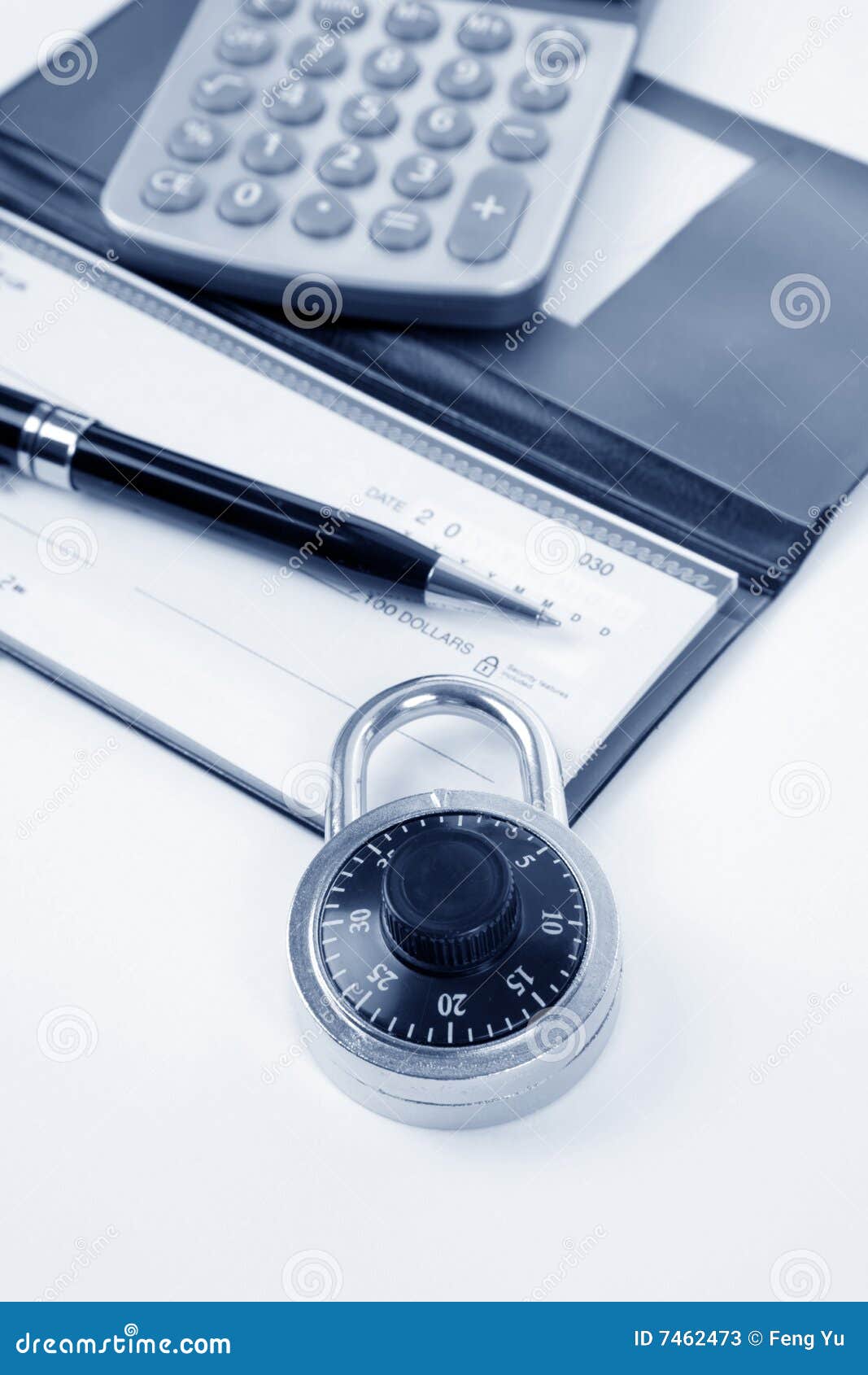 Checkbook and Lock stock image. Image of lock, safety - 7462473