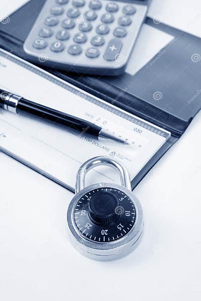 Checkbook and Lock stock image. Image of lock, safety - 7462473