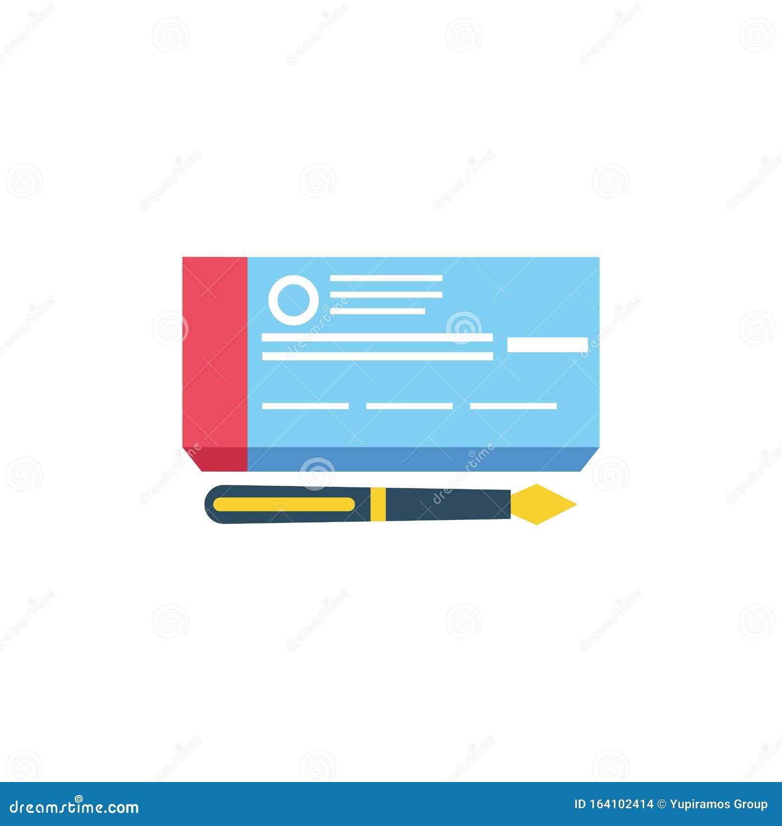 Checkbook with Pen Money Flat Image Style Stock Vector - Illustration ...
