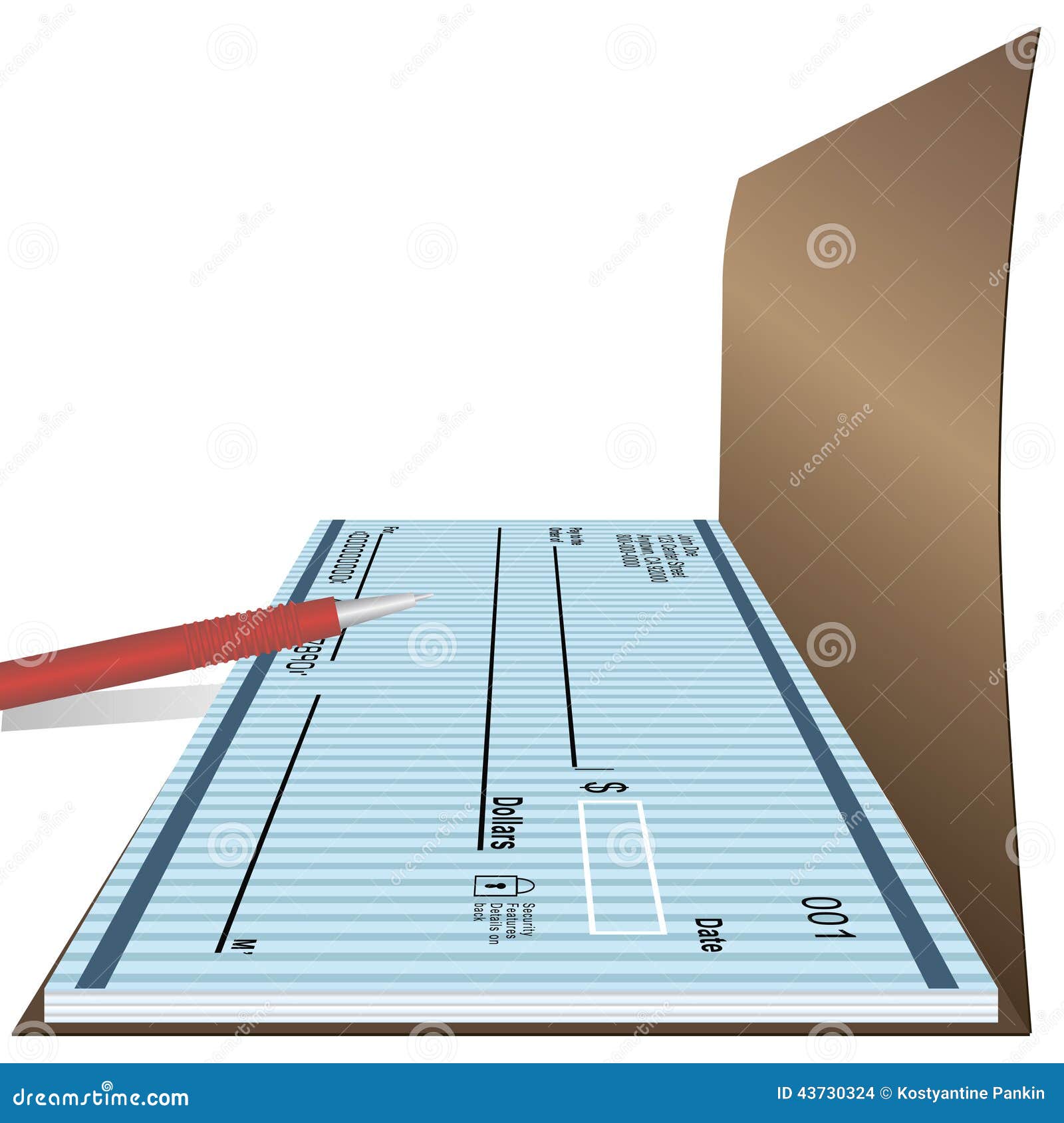 Checkbook with pen stock vector. Illustration of expense - 43730324
