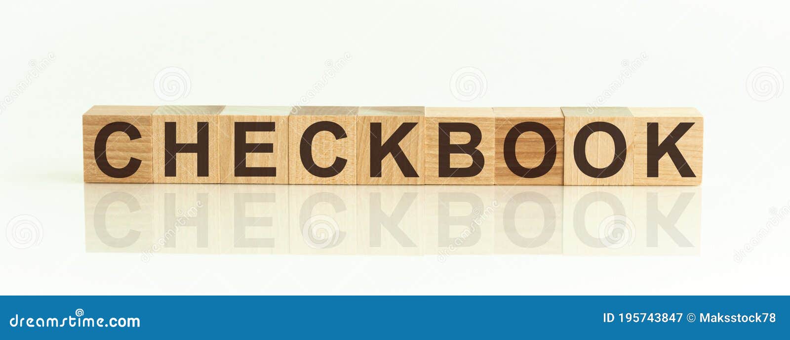 CHECKBOOK - Word from Wooden Blocks with Letters, Front View on White ...