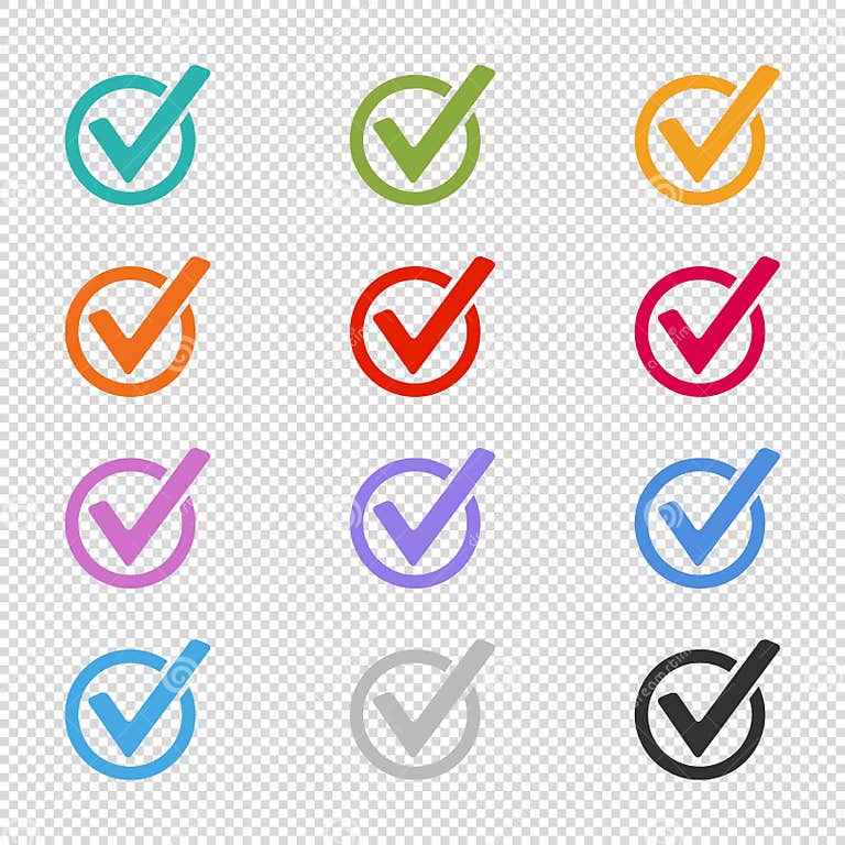 Checkbox Button Set - Colorful Vector Illustrations - Isolated on ...