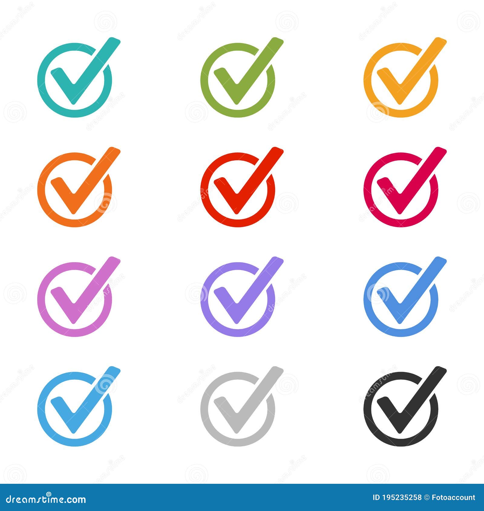 Checkbox Button Set - Colorful Vector Illustrations - Isolated on White ...