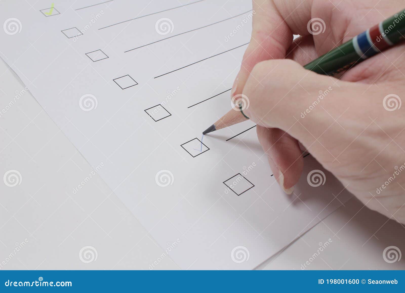 A Checkbox, Checklist with Pencil and Hand Stock Photo - Image of ...