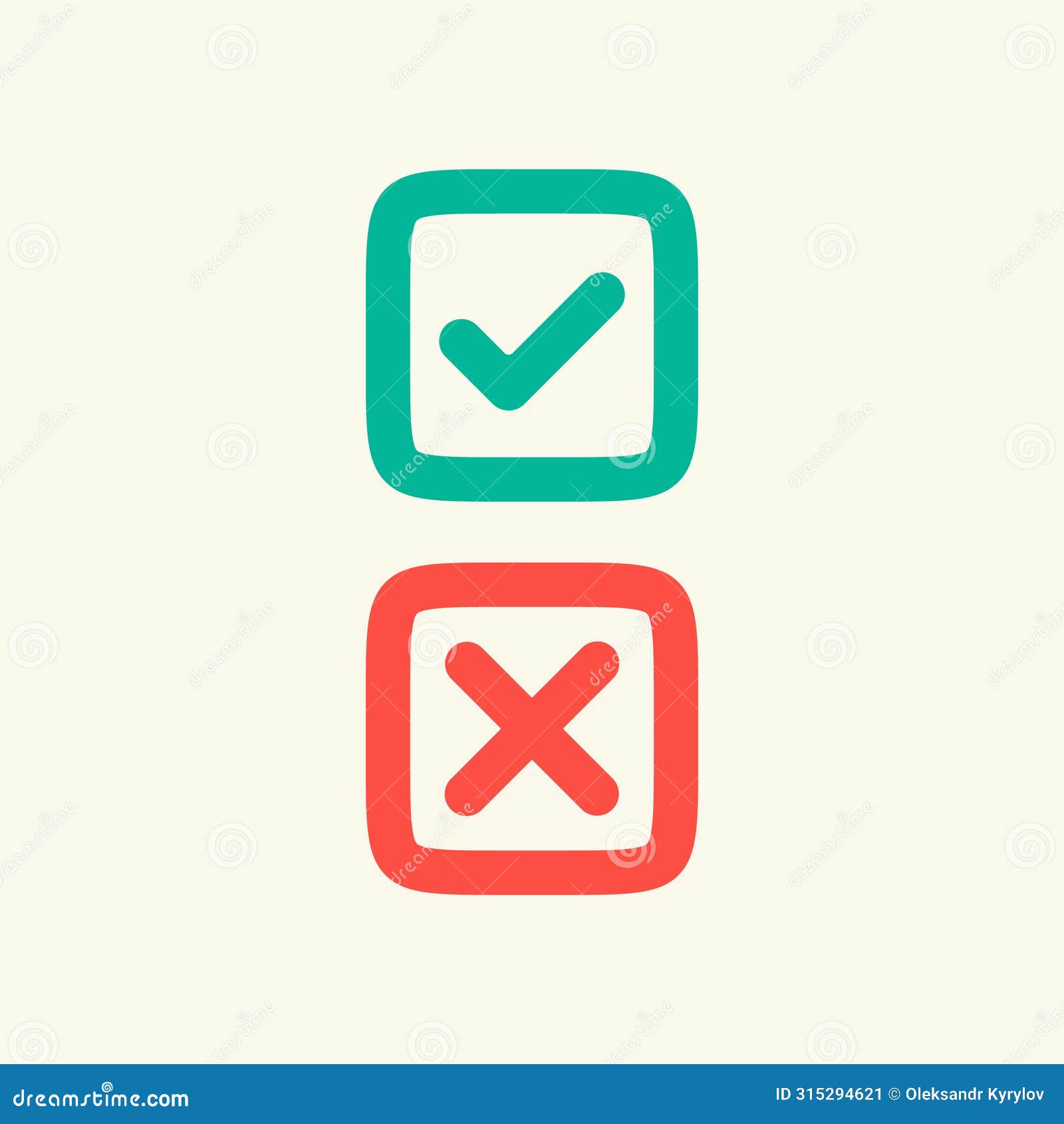 Checkbox Checkmark Square Icon. Confirm True and False Check Mark ...