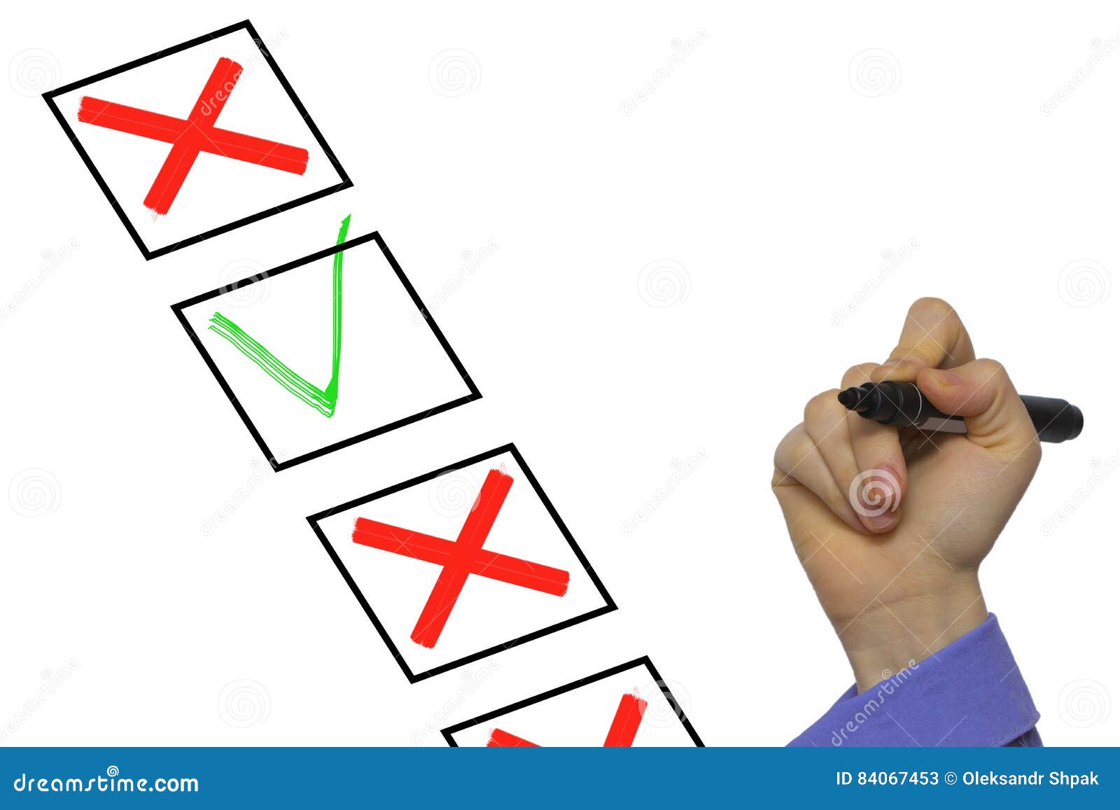 Checkbox with Crosses and Ticks Isolated on White Stock Image - Image ...