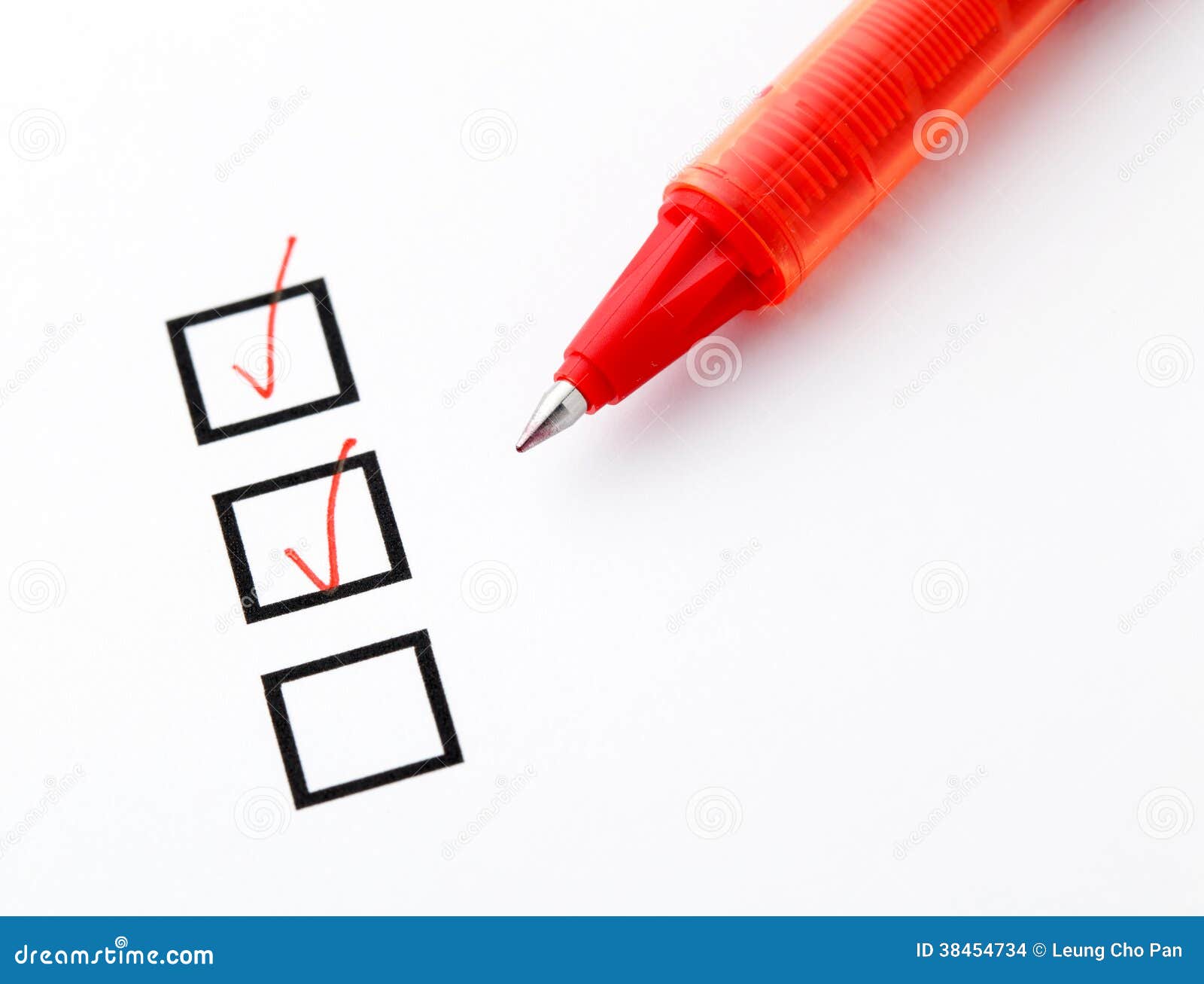 Checkbox en pen stock foto. Image of sluit, test, stem - 38454734
