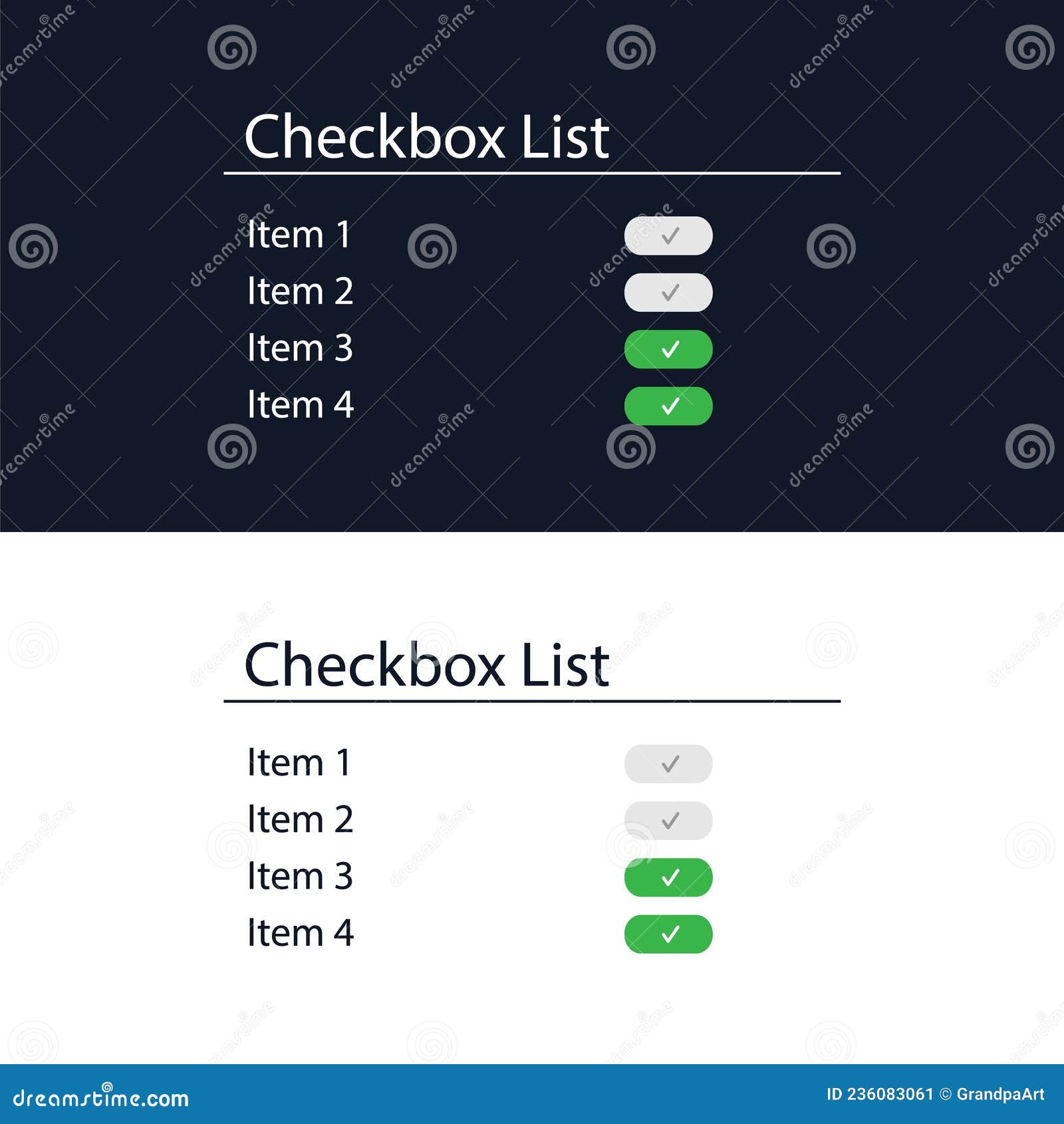 A Checkbox Form for the Website. User Interface for the Website and ...