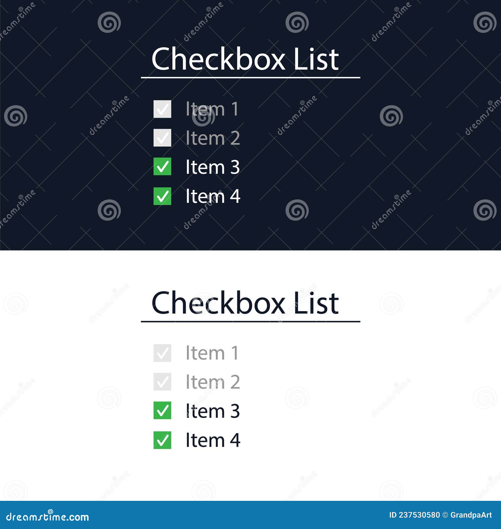 A Checkbox Form for the Website. User Interface for the Website and ...