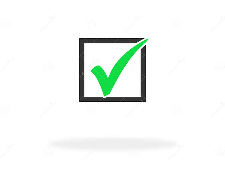 Checkbox with Green Check Mark - Symbol with Shadow Stock Illustration ...