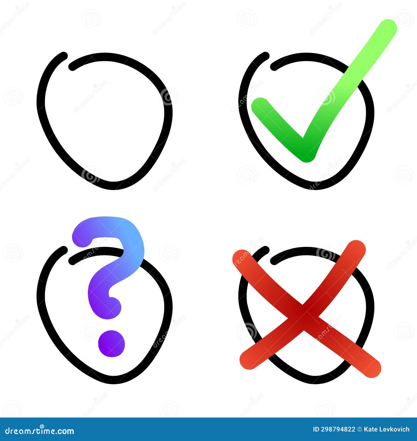 Checkbox Icon Set with Check Mark, Cross, Question Stock Vector - Illustration of note, list ...