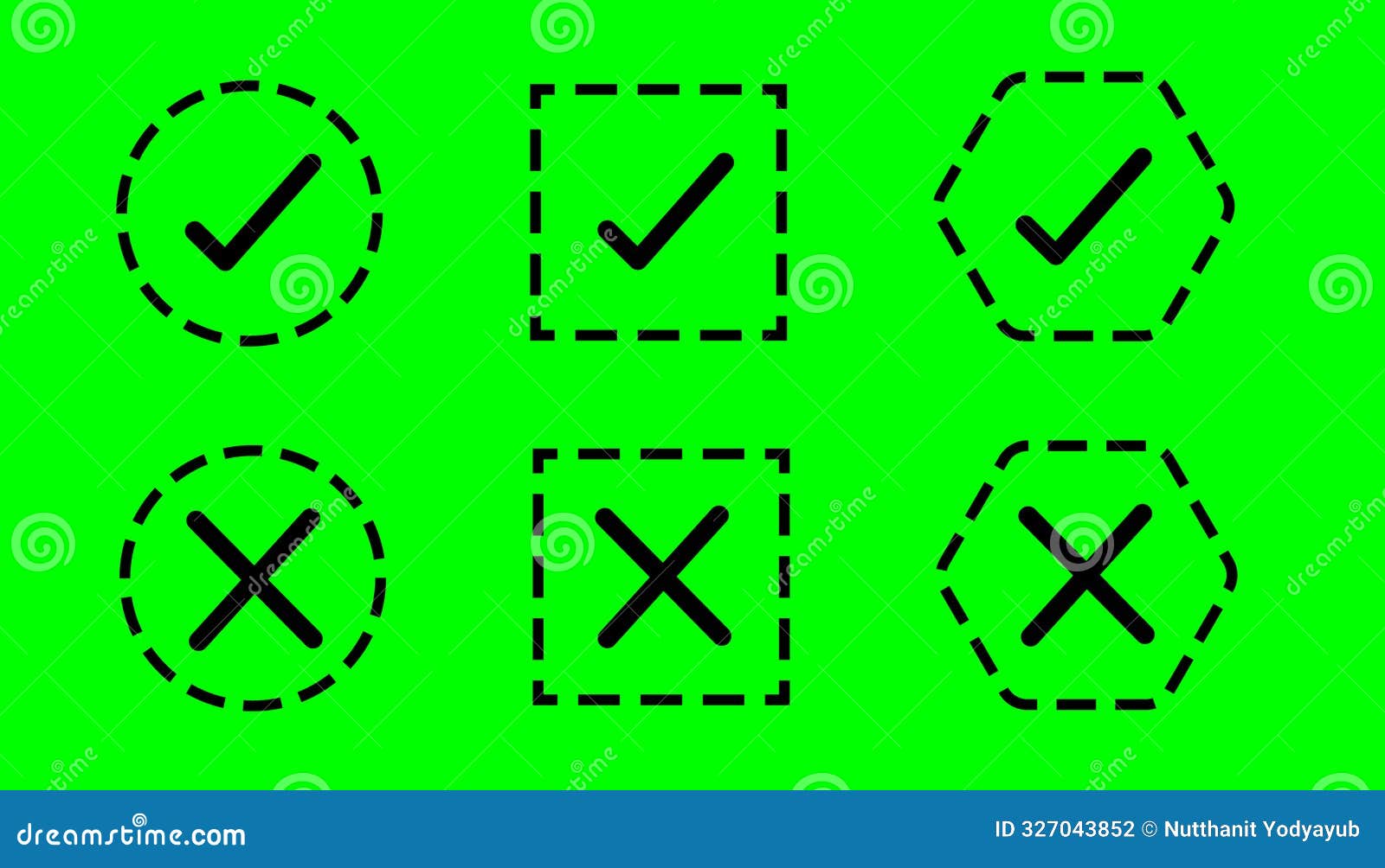 6 Checkbox Icon Set Green-screen Stock Vector - Illustration of grass ...