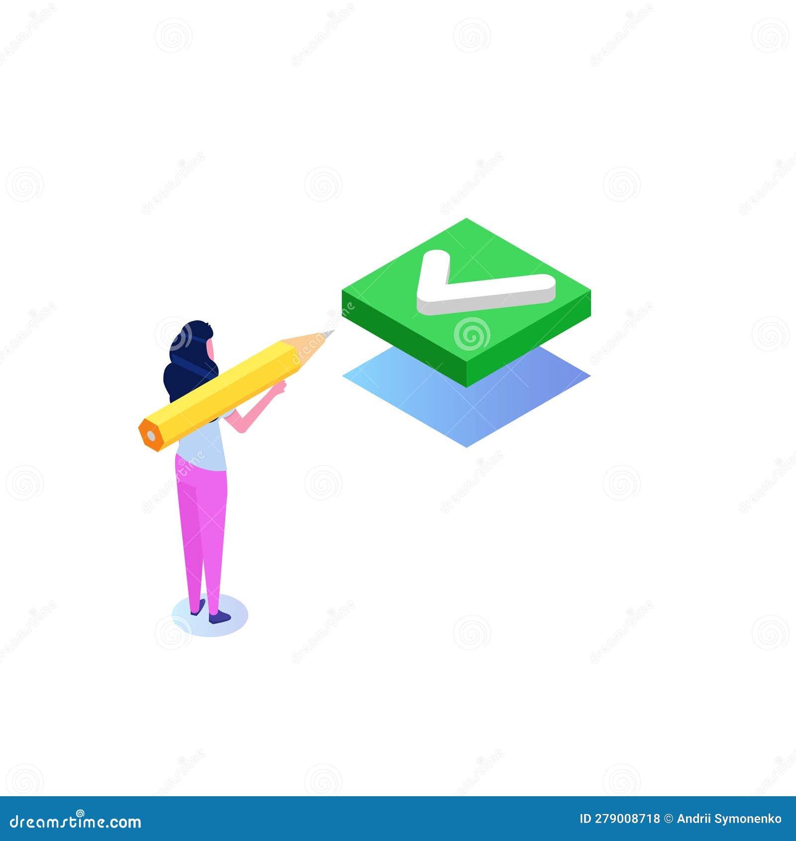 Checkbox Isometric. Checkmark Or Tick Notification. Cartoon Vector ...