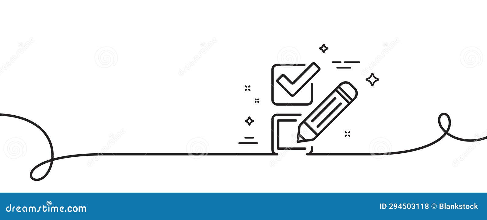 Checkbox Line Icon. Approve Sign. Continuous Line With Curl. Vector | CartoonDealer.com #299721268