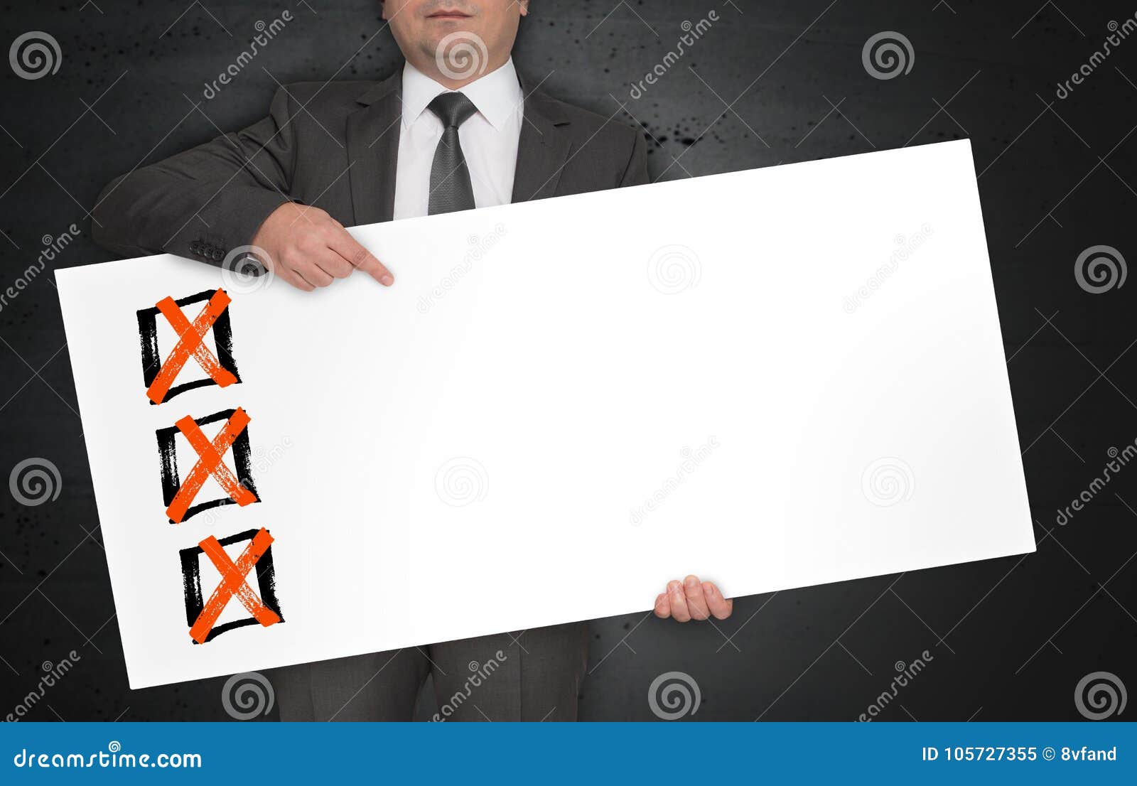 Checkbox Poster is Held by Businessman Stock Image - Image of large ...