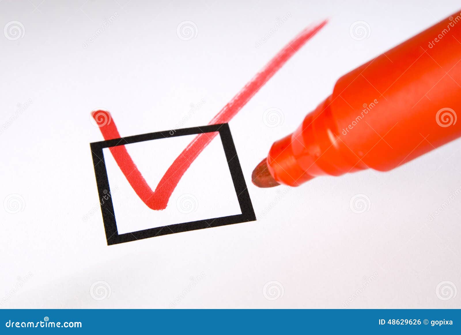Checkbox with red hook stock photo. Image of symbol, checkmark - 48629626