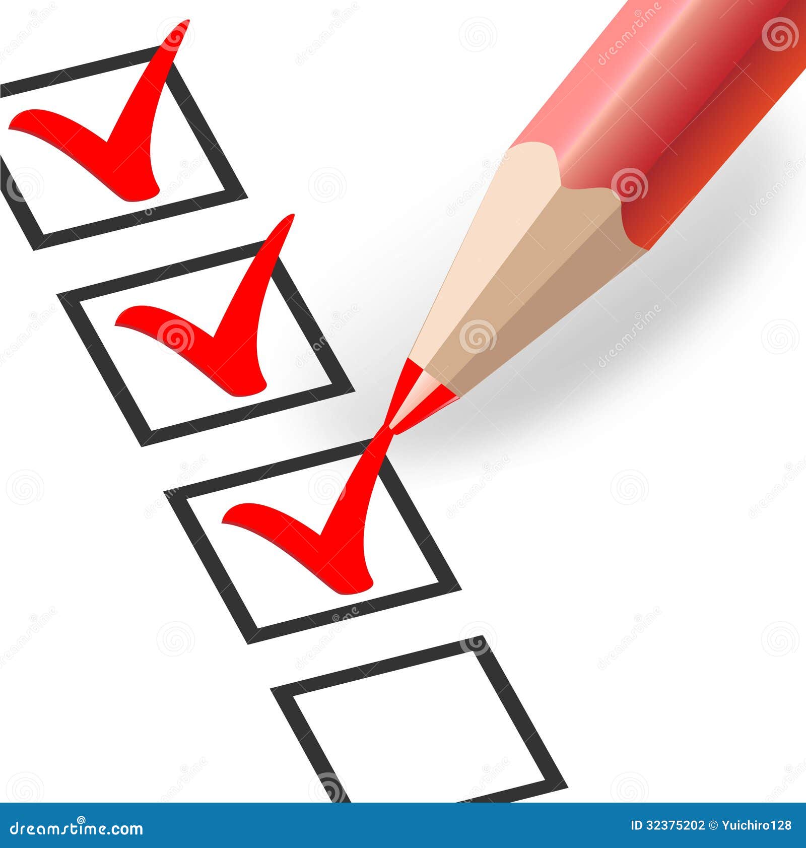 Checkbox with a red pencil stock vector. Illustration of satisfaction ...