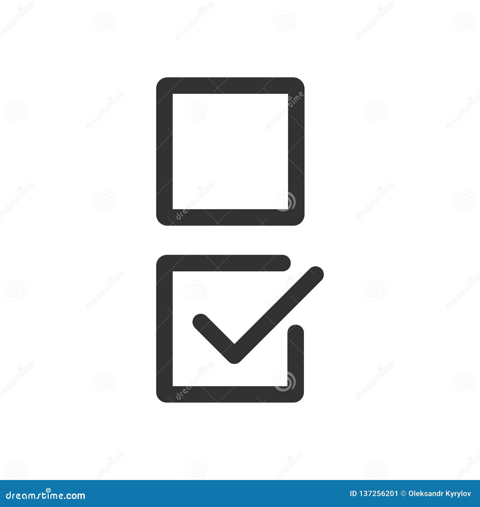Checkbox Set With Blank And Checked Checkbox Line Art Vector Icon For ...