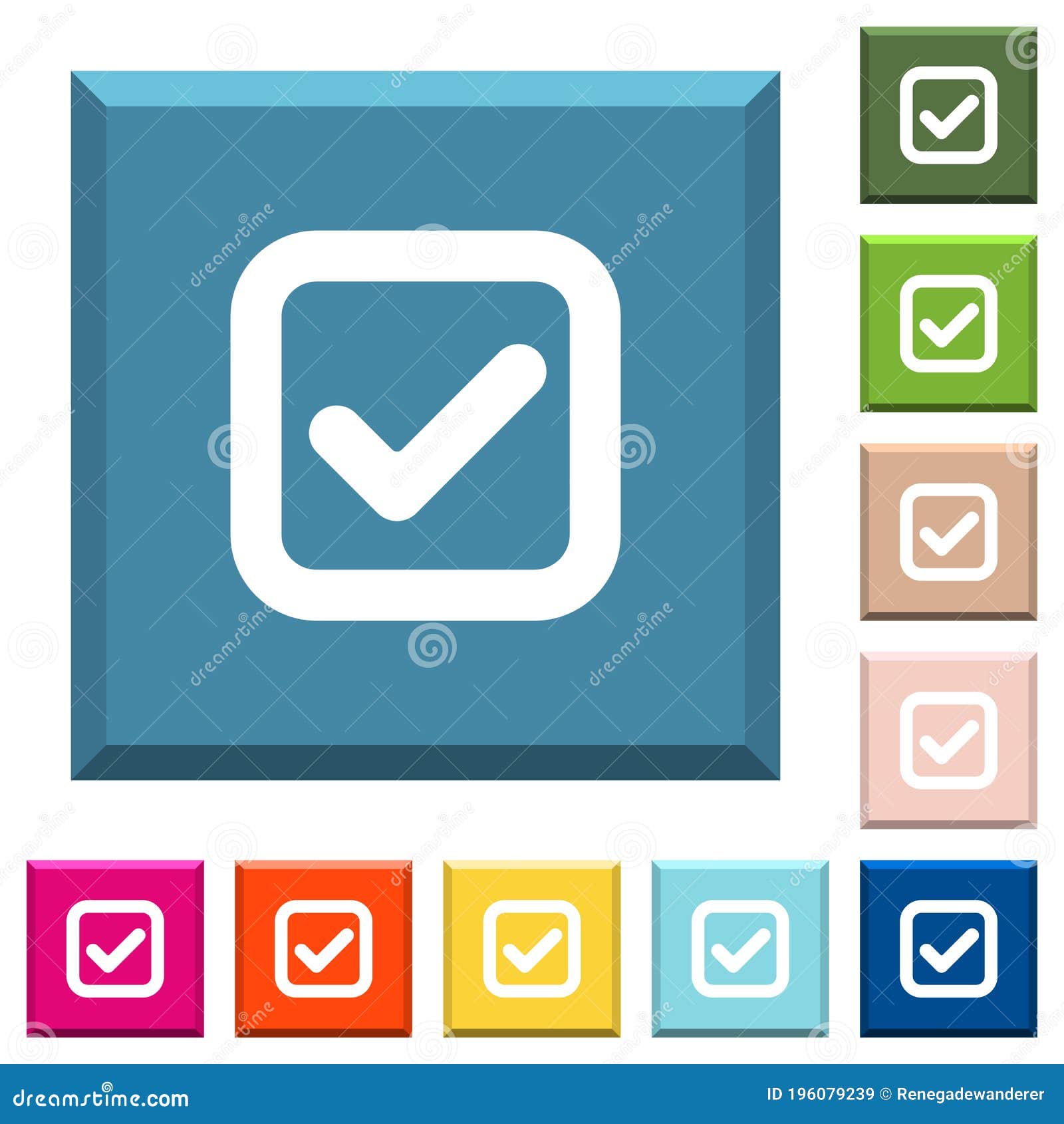 Checkbox White Icons on Edged Square Buttons Stock Vector ...