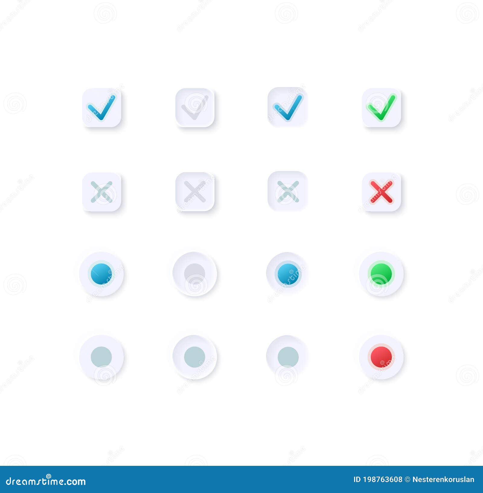 Checkboxes for Media UI Elements Kit Stock Vector - Illustration of checkbox, component: 198763608