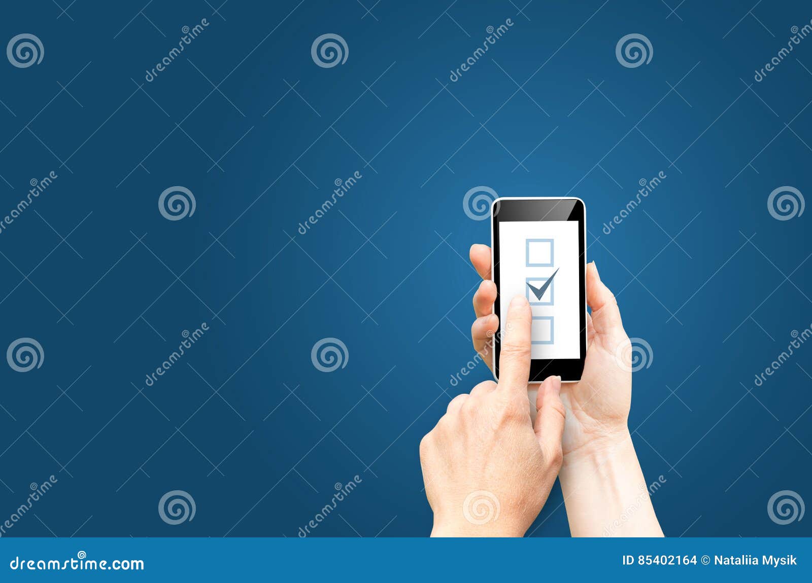 Checkboxes on phone screen stock photo. Image of checklist - 85402164