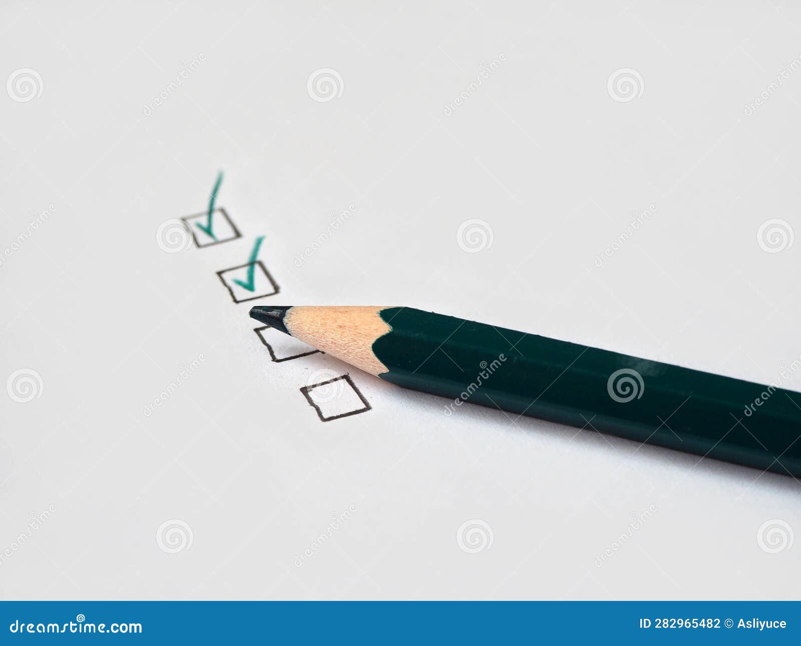 Checkboxes with pencil stock photo. Image of choice - 282965482