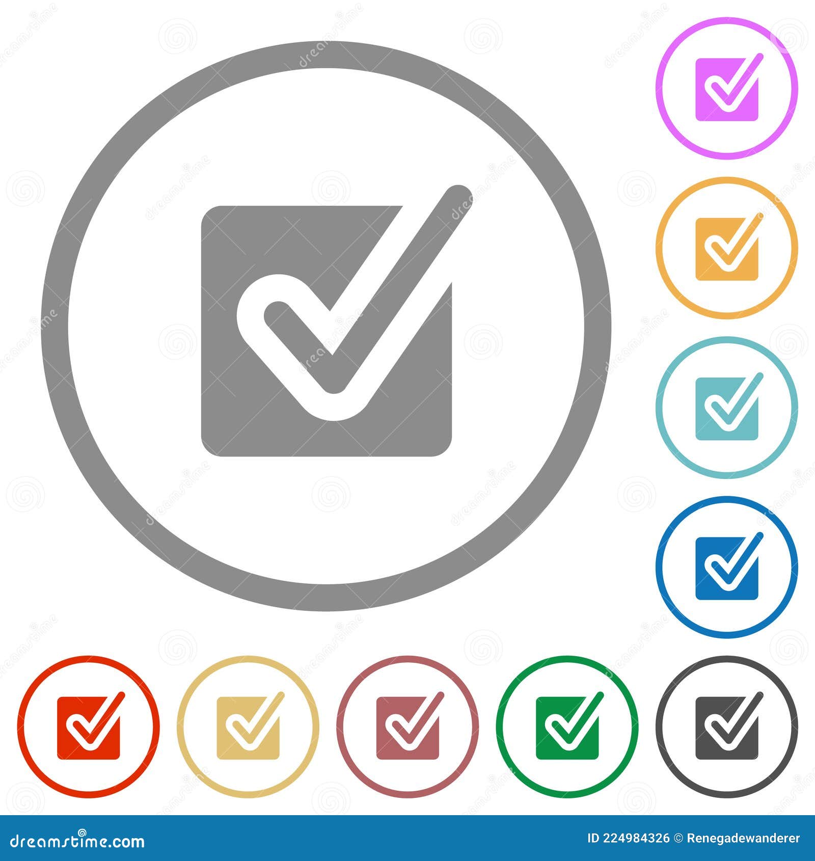 Checked Box Flat Icons with Outlines Stock Vector - Illustration of ...