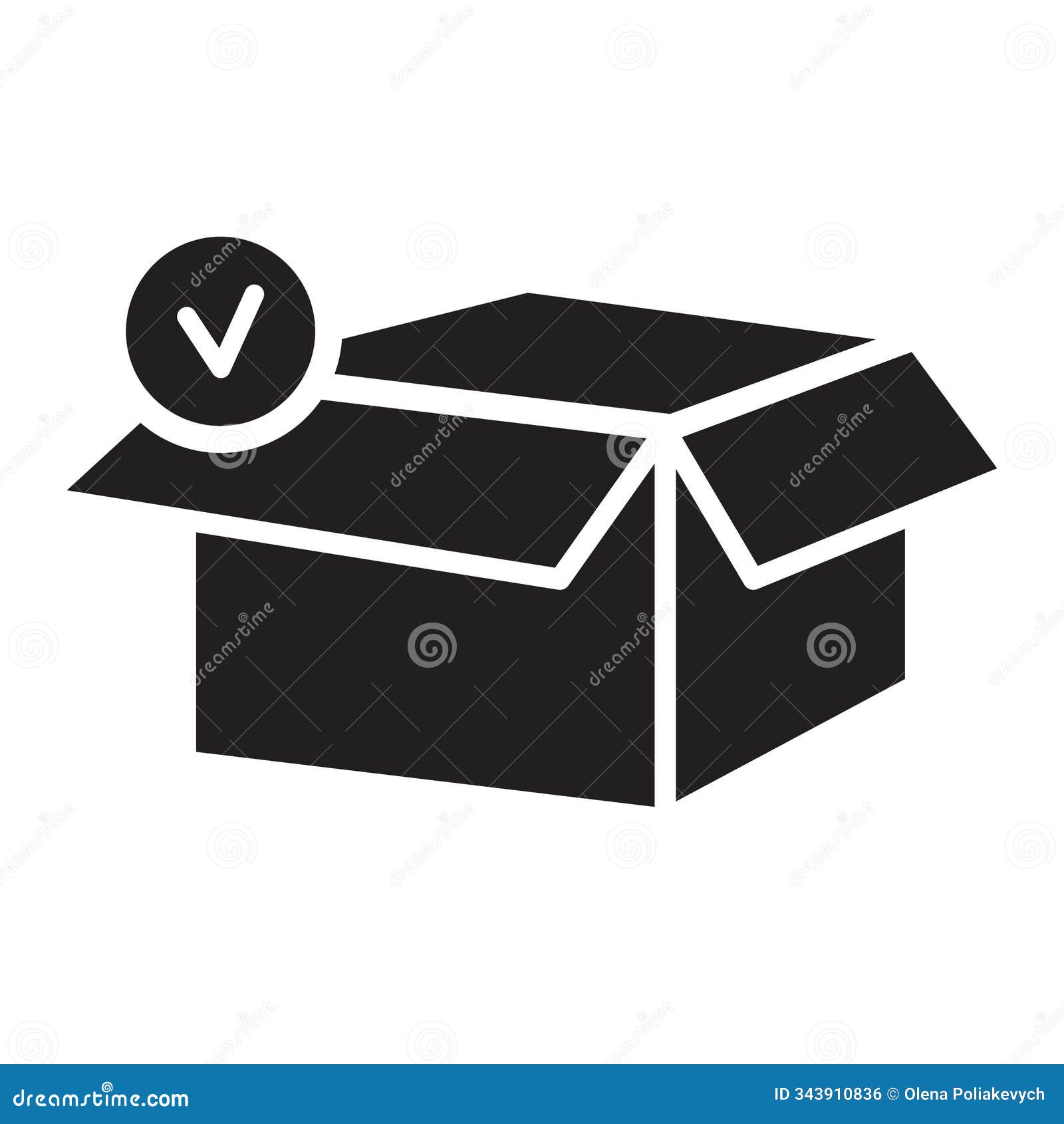 Checked Box Icon. Open Packaging Symbol. Simple Delivery Graphic ...