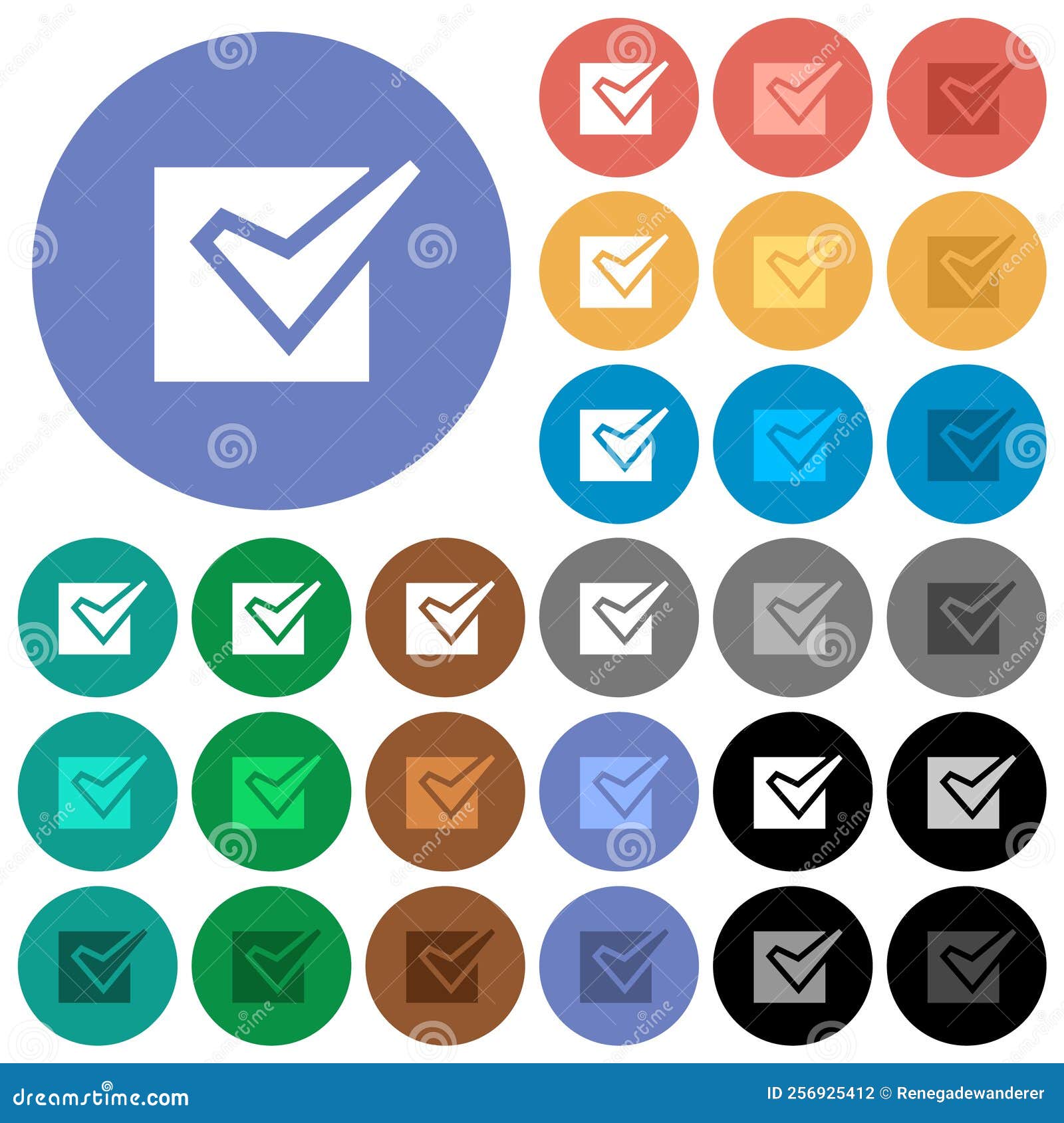 Checked Box Solid Round Flat Multi Colored Icons Stock Vector ...