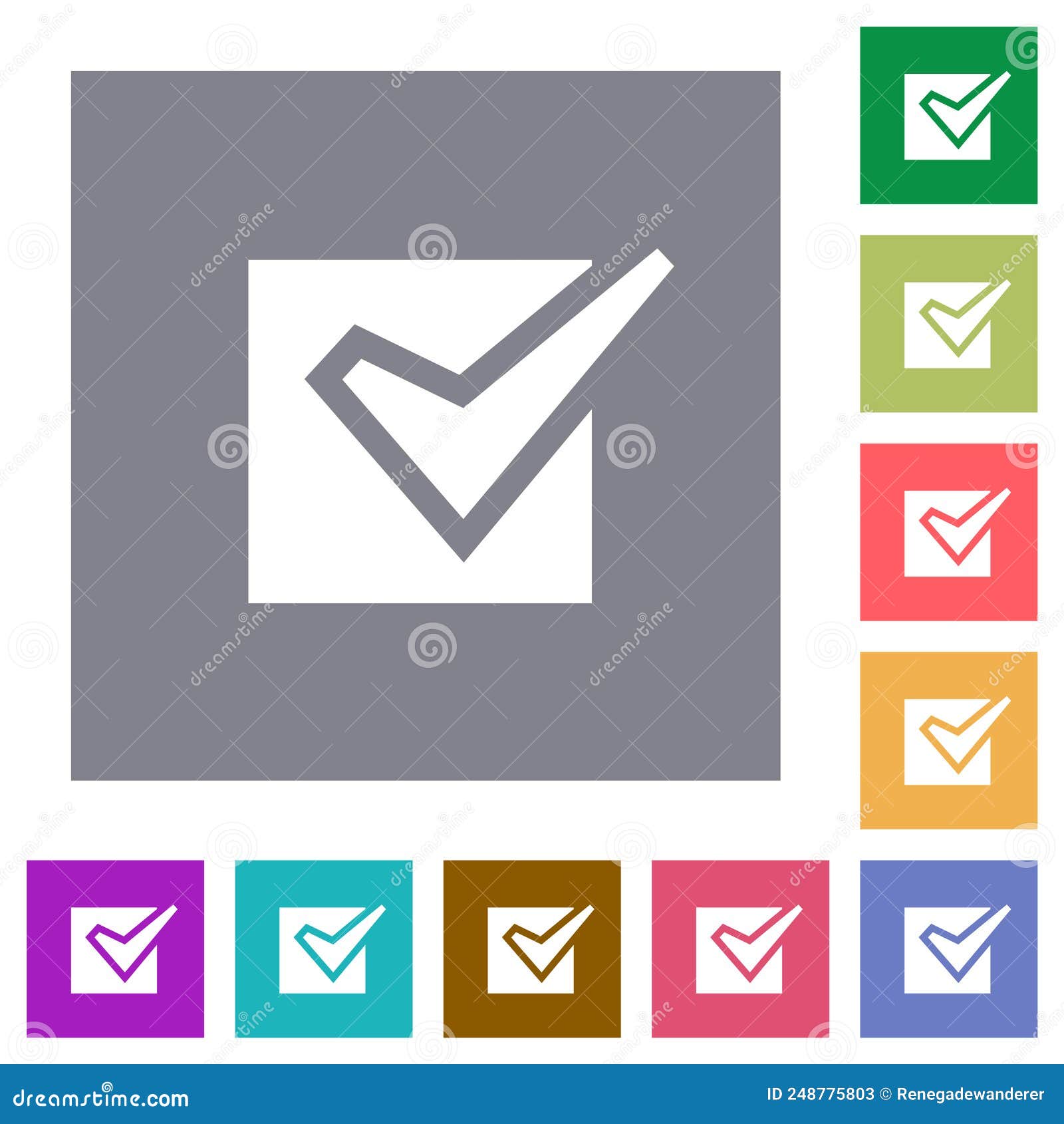 Checked Box Solid Square Flat Icons Stock Vector - Illustration of ...